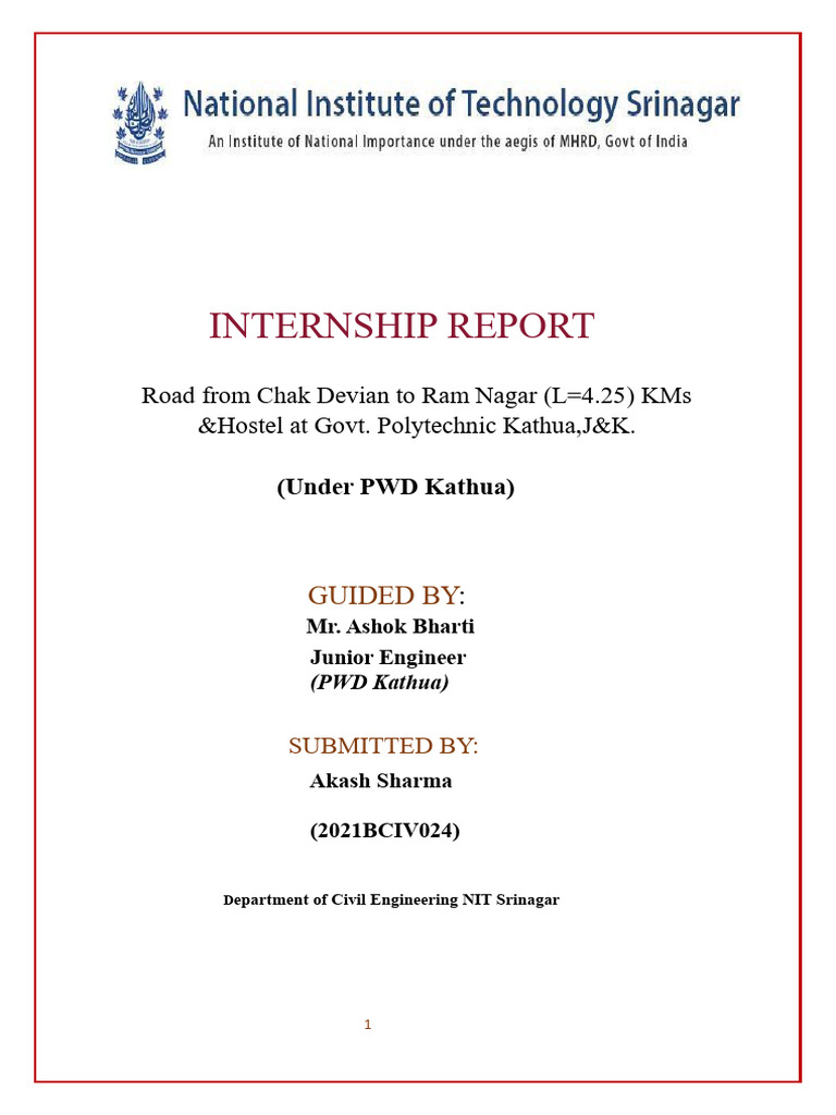 2021BCIV024 (Akash Sharma) Internship Report | PDF | Concrete | Road Surface