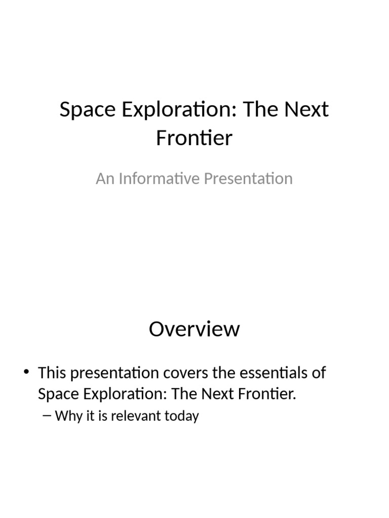 Space Exploration The Next Frontier | PDF
