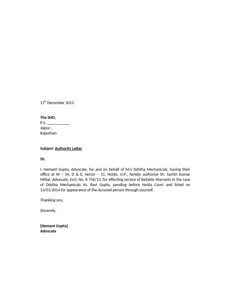 Authority Letter | PDF