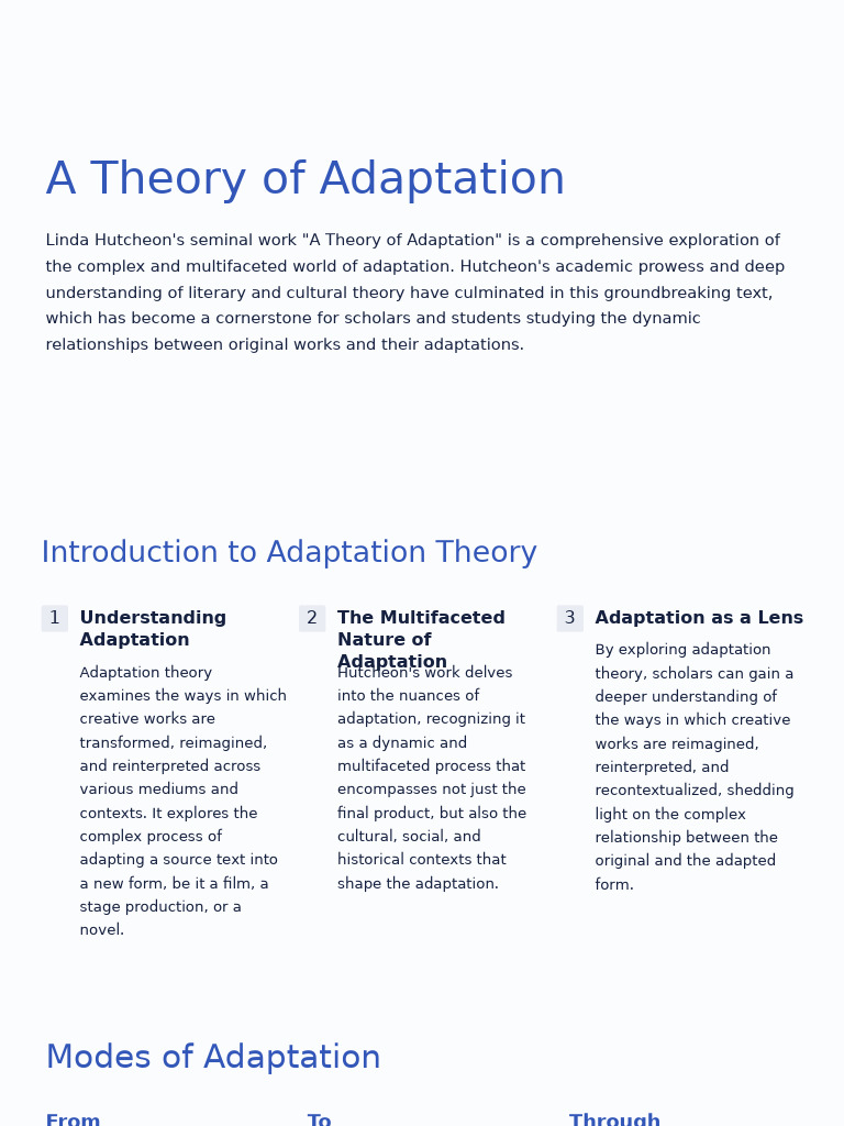 A Theory of Adaptation | PDF | Intertextuality | Genre