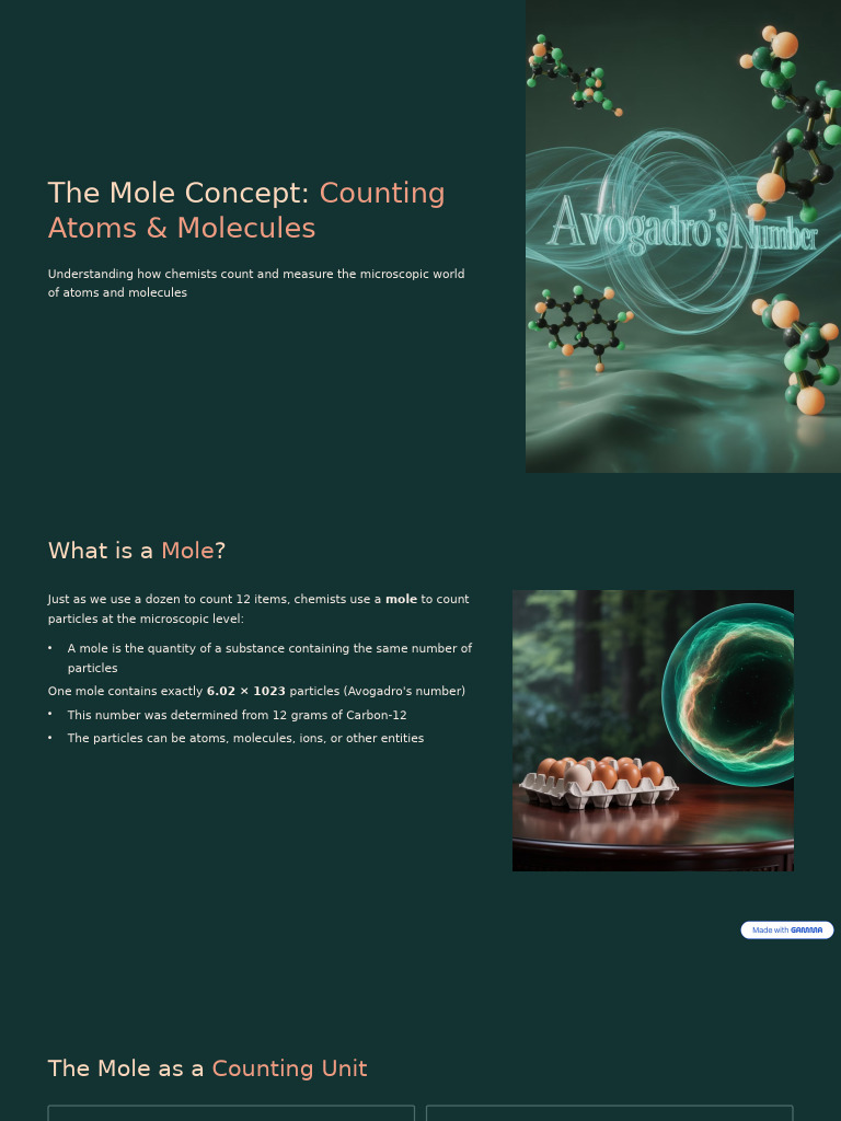 The Mole Concept Counting Atoms and Molecules | PDF | Mole (Unit ...