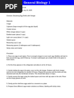 Egg Osmosis Lab Report Sheet | PDF | Osmosis | Chemistry
