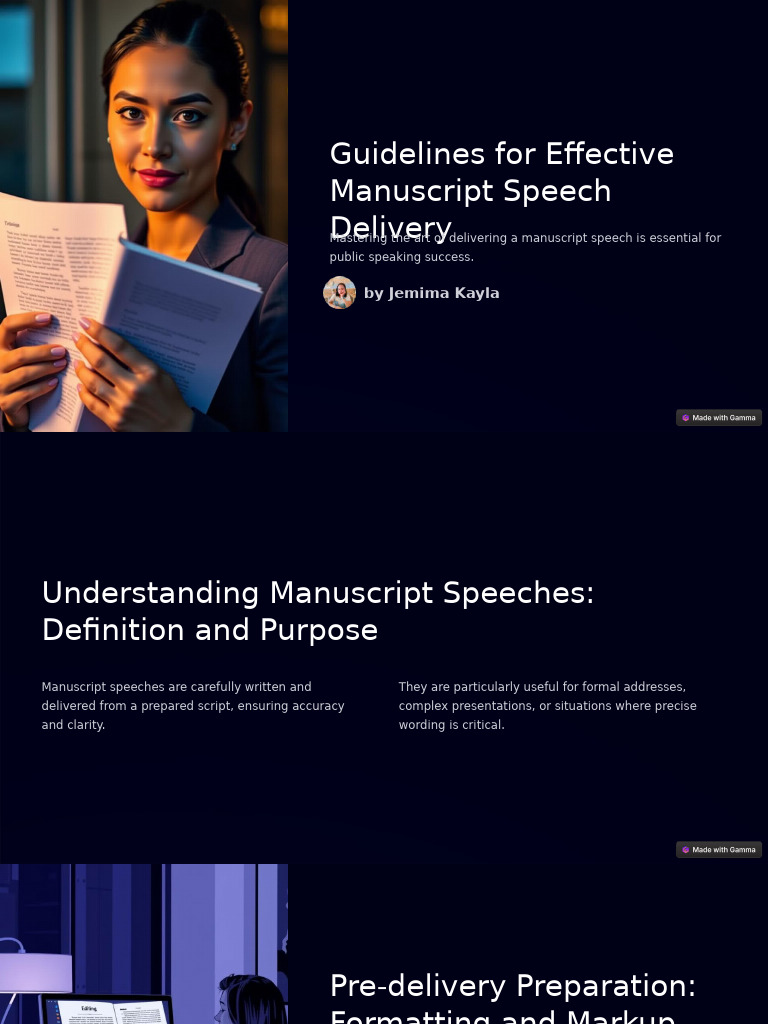 Guidelines For Effective Manuscript Speech Delivery | PDF | Gesture | Speech