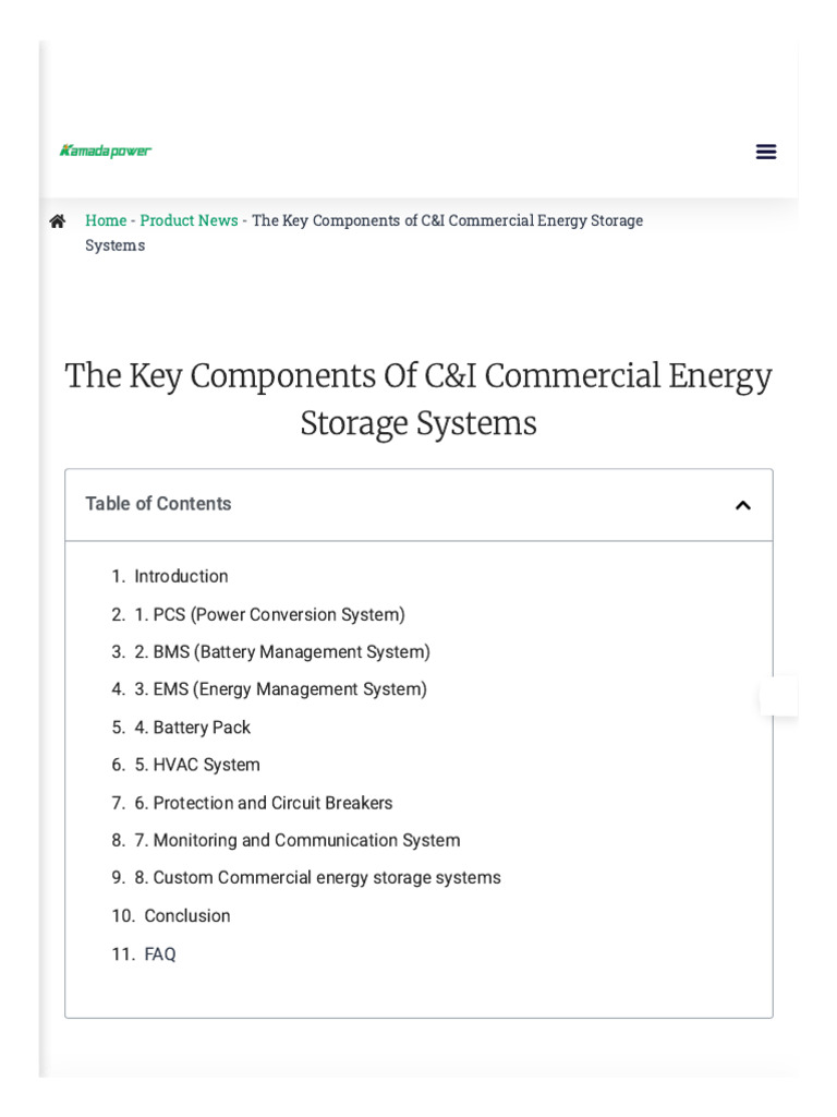 The Key Components of C&I Commercial Energy Storage Systems | PDF ...