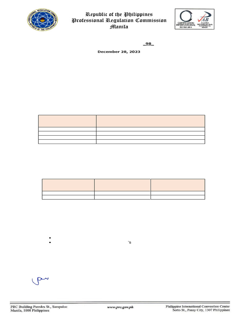 PRC PRB CRM . CPD TRANSITION . WITHOUT UNDERTAKING . 2023 98 Transition Period for the ...