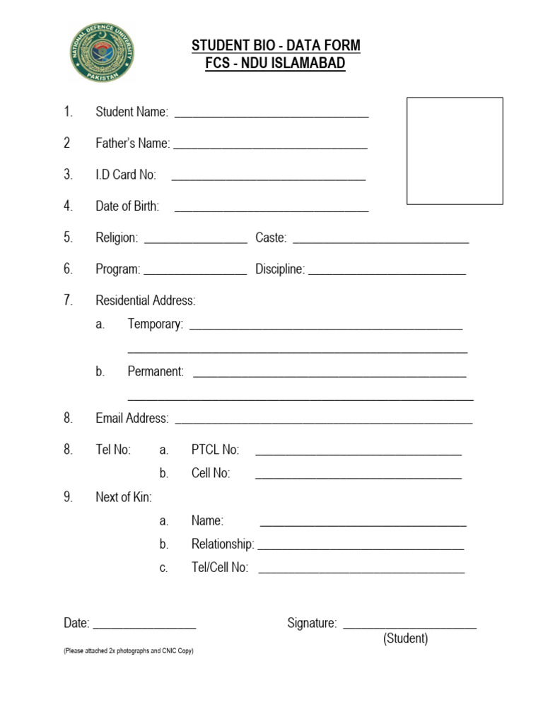 BIO Data Form(1) | PDF