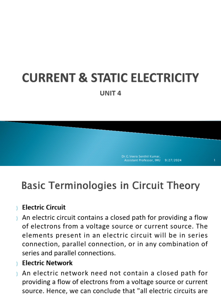 B.SC - Physics - Unit 4 - Current Static Electricity - Physics | PDF ...