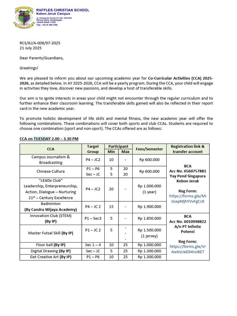 008 - Ay25-26 p1-Jc Cca Letter | PDF | Learning
