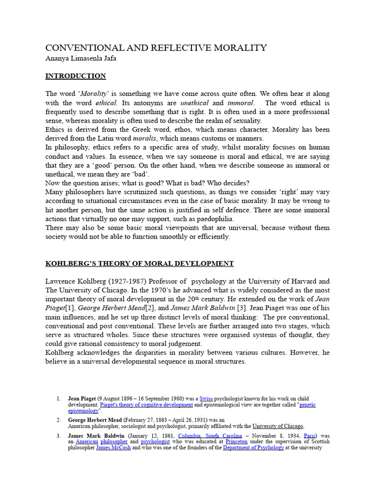 Conventional and Reflective Morality | PDF | Morality | Reason