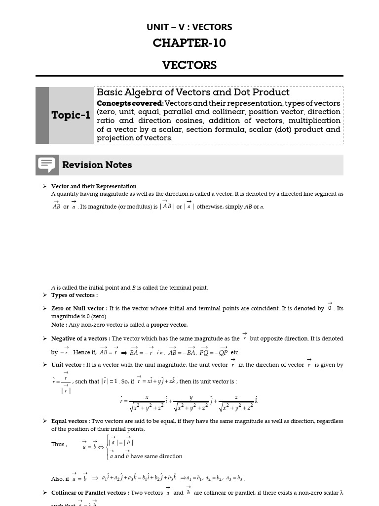 Vector Algebra Basics and Formulas | PDF | Euclidean Vector | Area