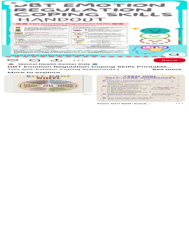DBT Emotion Regulation Coping Skills Printable Therapy Handout Mental ...