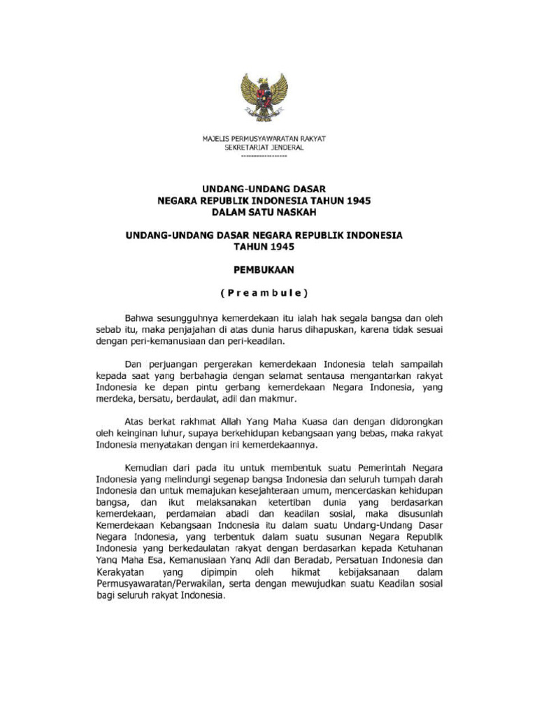 Teks Pembukaan UUD 1945 | PDF