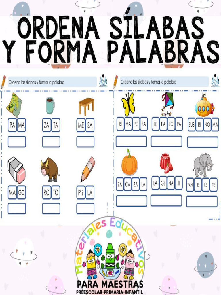 Material para Ordenar Sílabas Recopilado Por Materiales Educativos para ...