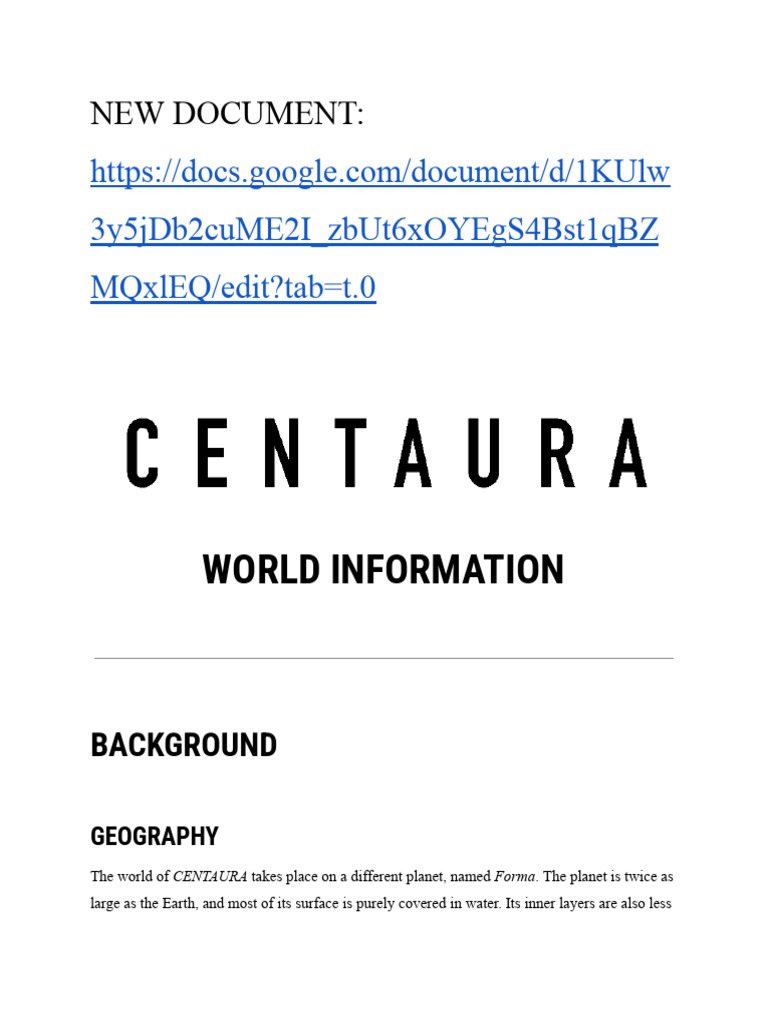 (Outdated) CENTAURA World Lore | PDF | Human Skin Color | Battleship