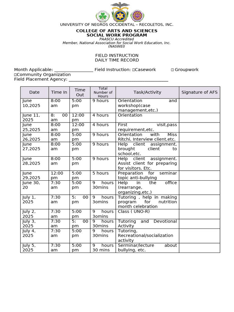 Form 9 Daily Time Record | PDF | Academia | Higher Education