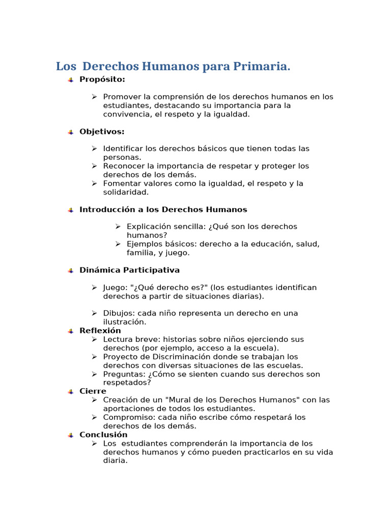 Los Derechos Humanos para Primaria | PDF