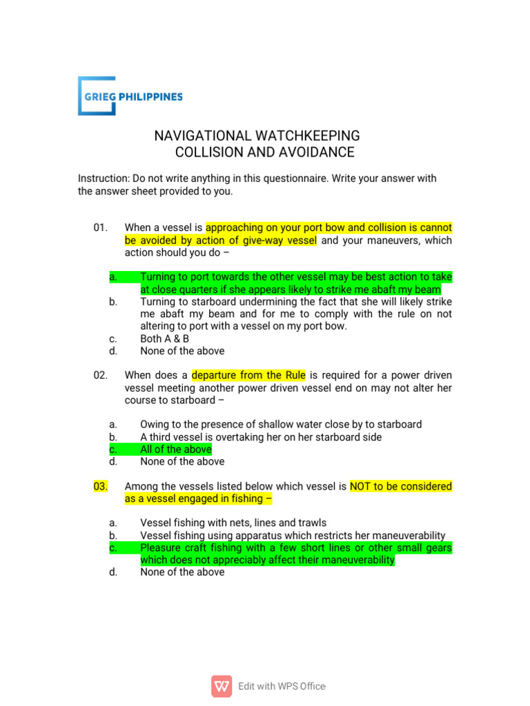 Colregs Set 1 PDF | PDF | Radar | Traffic