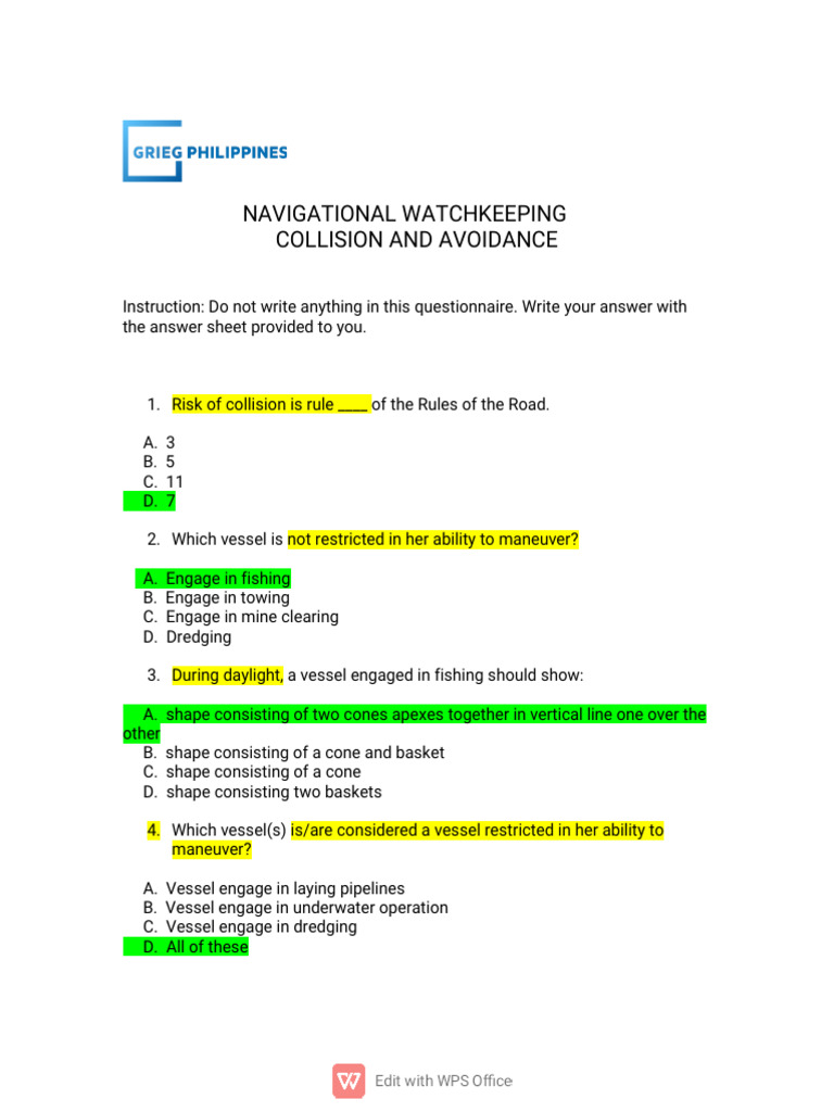 Colregs Set 2 PDF | PDF | Shipping | Ships