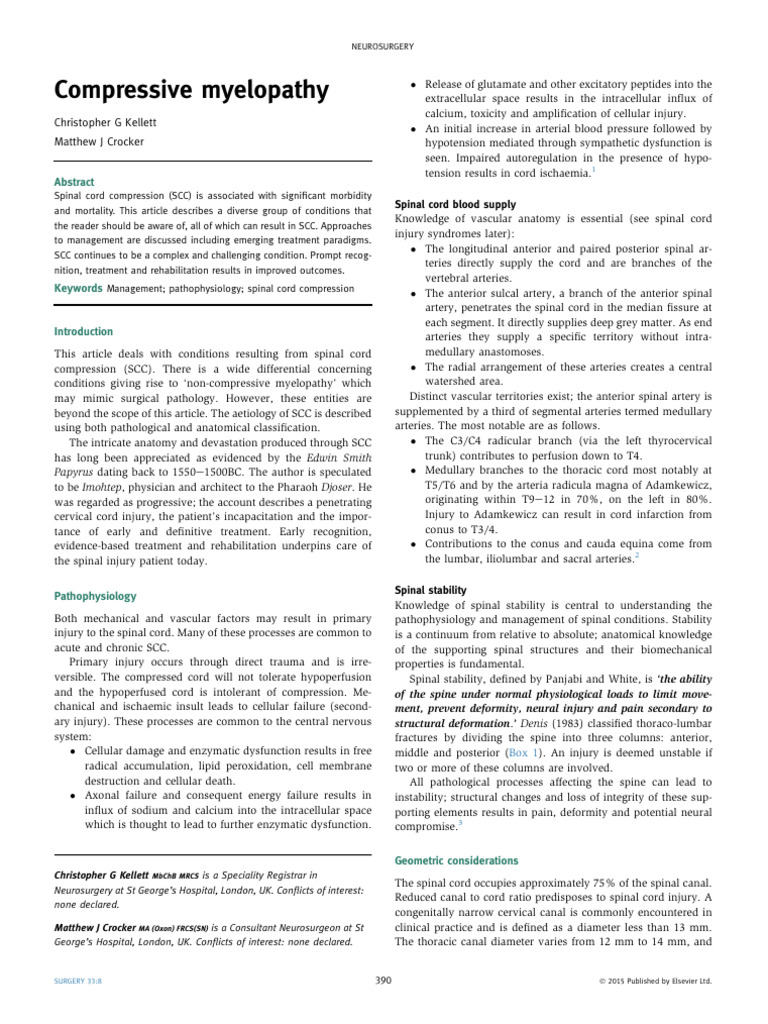 Compressive-Myelopathy 2015 Surgery-Oxford | PDF | Spinal Cord Injury ...
