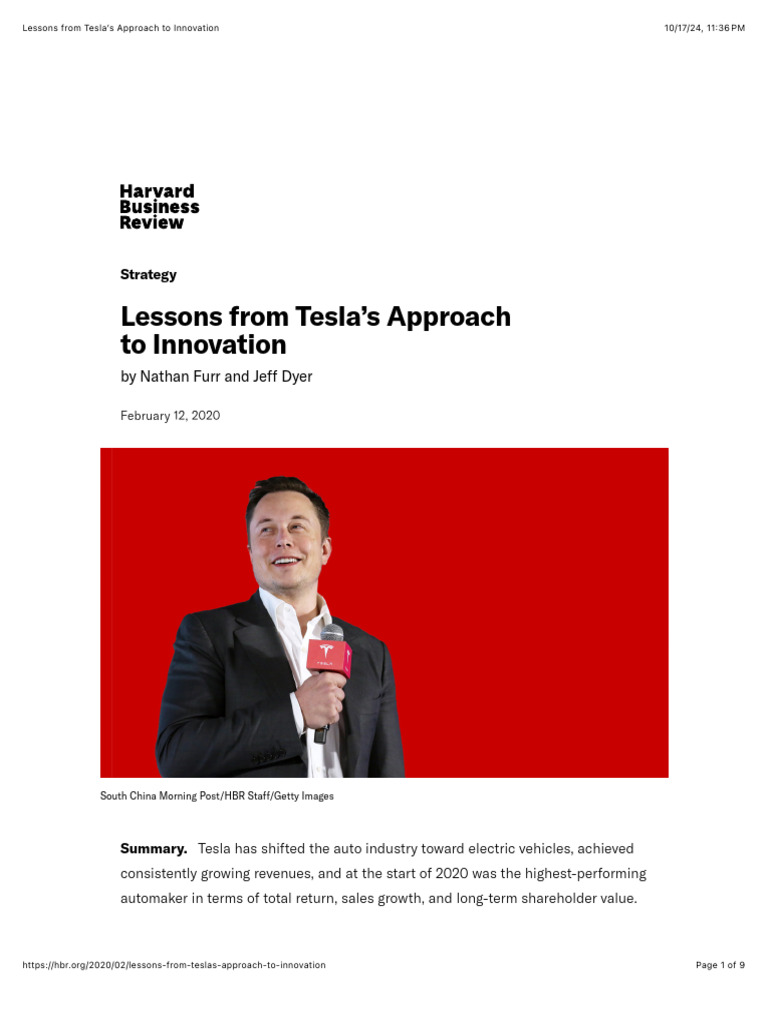 Lessons From Tesla's Approach To Innovation | PDF | Tesla Model S ...