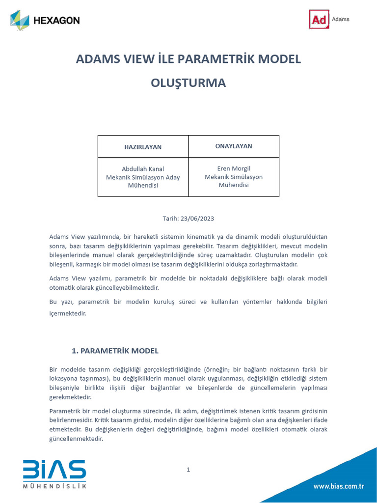 Adams View Ile Parametrik Model Olusturma | PDF