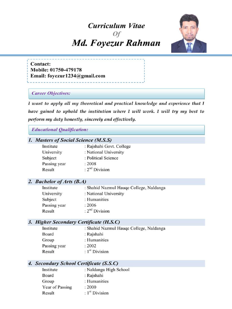 CV MD Foyezur Rahman | PDF