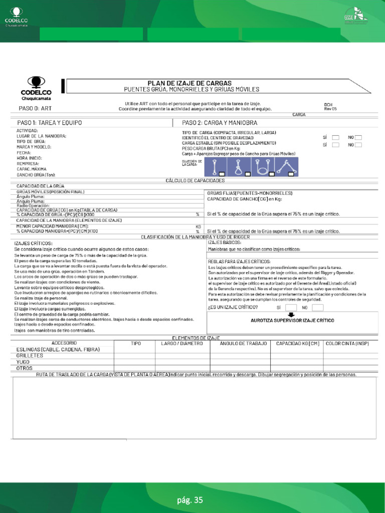 Plan de Izaje de Cargas DCH | PDF