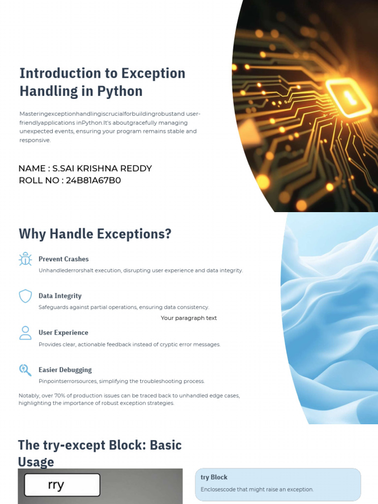 Introduction to Exception Handling in Python.pptx.PDF | PDF