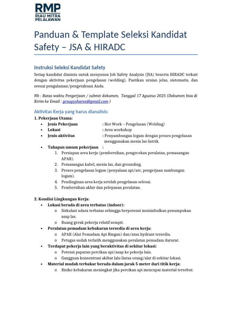 Panduan Dan Template JSA HIRADC | PDF