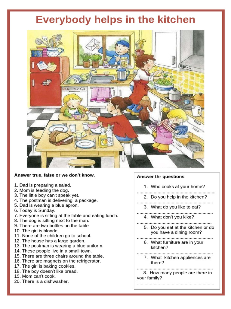 Picture Description Everybody Helps in The Kitchen | PDF