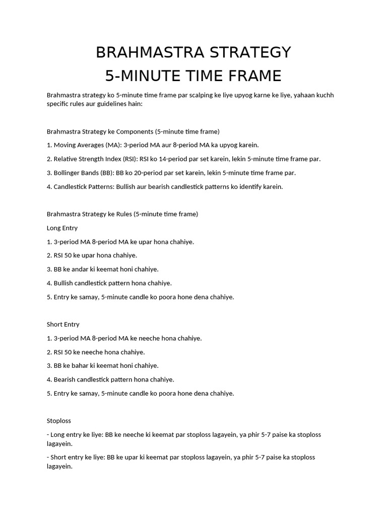 Brahmastra Strategy 5 Mint Time Frame | PDF
