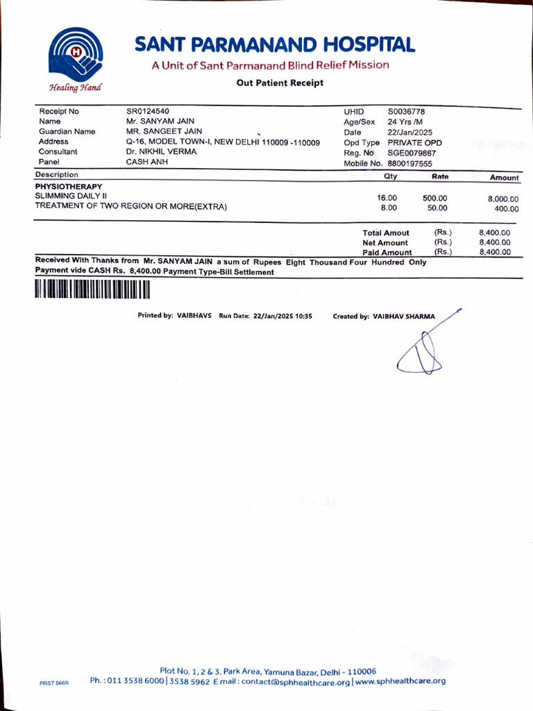 Sant Parmanand Hospital OPD Fees | PDF | Payments