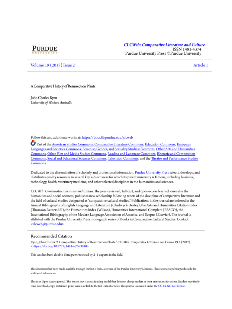 A Comparative History of Resurrection Plants | PDF | Ecocriticism ...