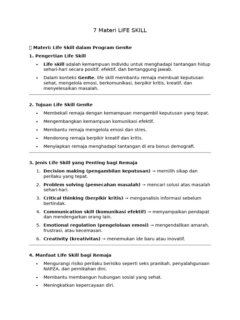 Pentingnya Life Skill bagi Remaja GenRe | PDF