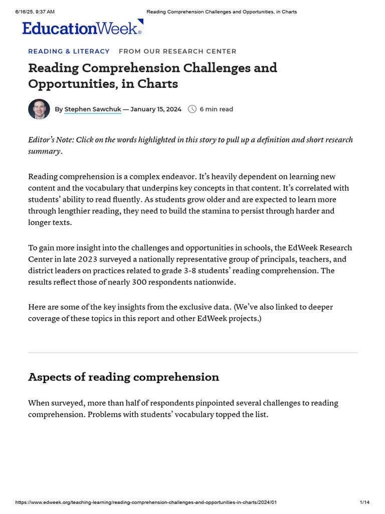 Reading Comprehension Insights for Grades 3-8 | PDF | Reading ...