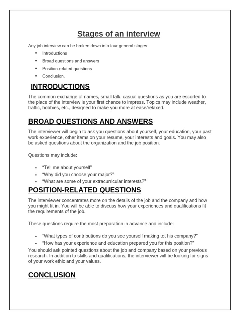 Interview Stages in Business Communication | PDF