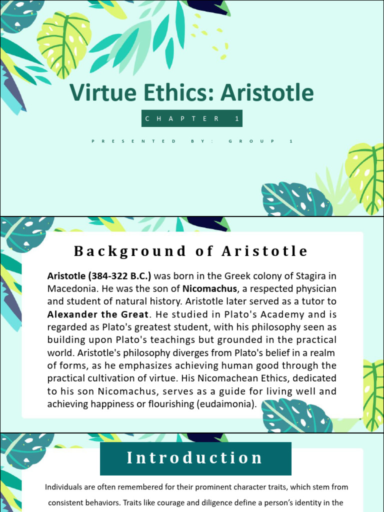Group 1 Virtue Ethics Aristotle | PDF | Virtue | Wisdom