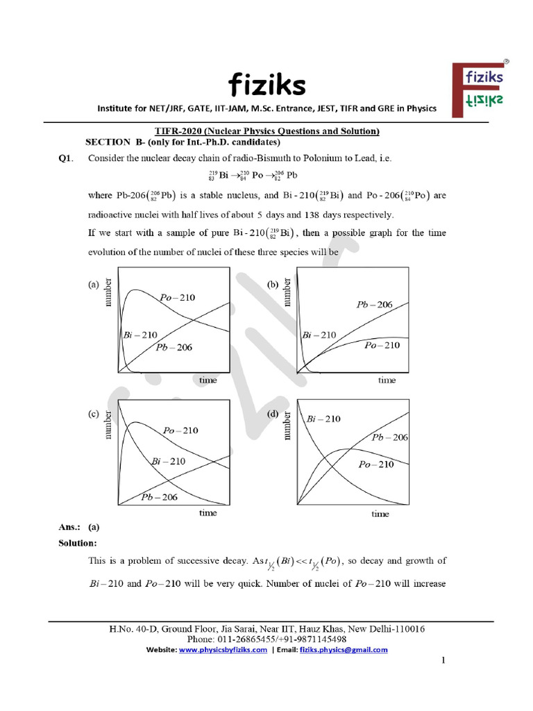 TIFR Nuclear Physics (2016-2020) | PDF