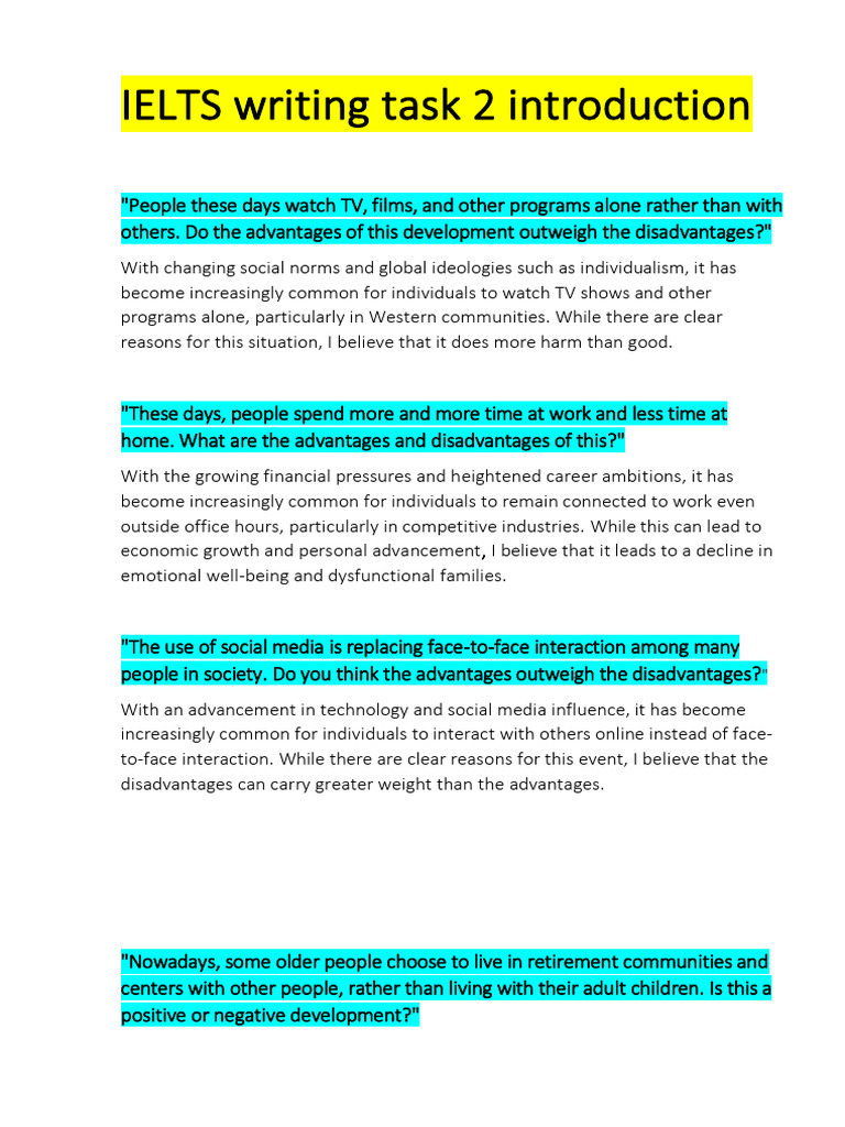 IELTS Writing Task 2 Introduction | PDF | Social Psychology | Cognition
