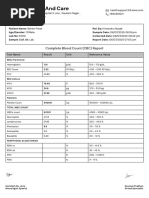 CBC Report Sample for Blood Analysis | PDF | White Blood Cell | Body Fluids
