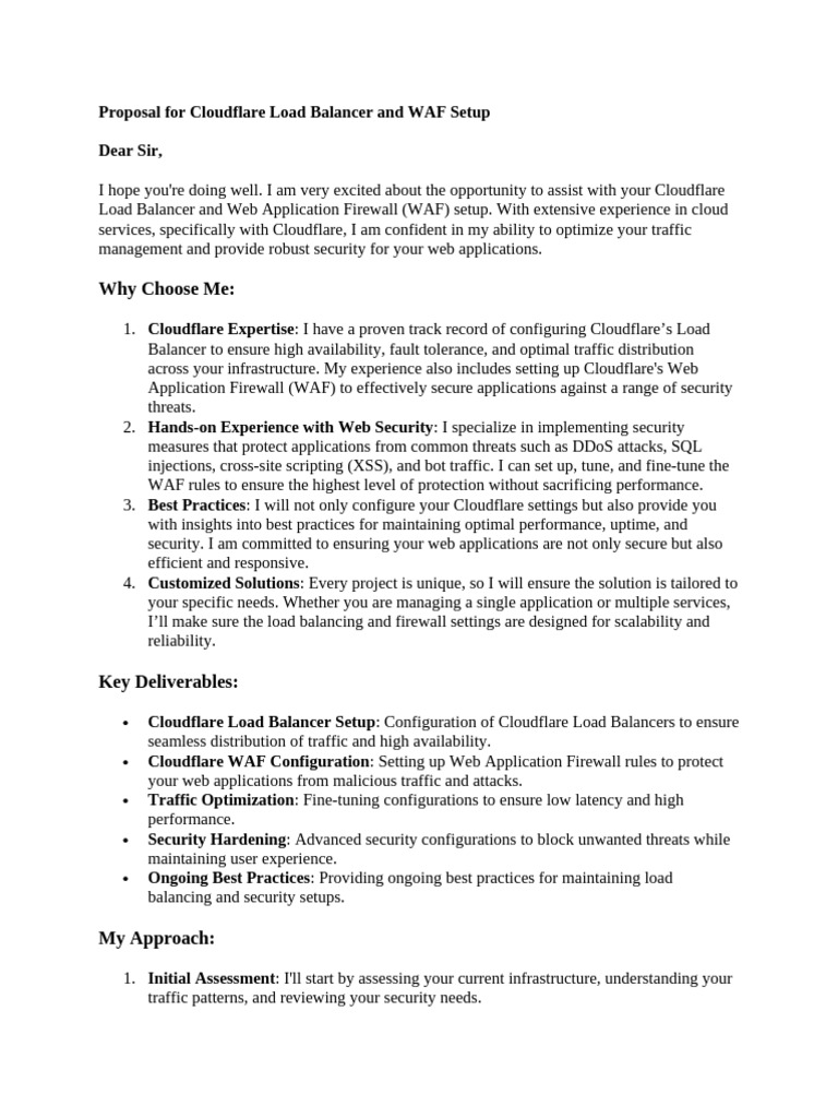 Proposal For Cloudflare Load Balancer and WAF Setup | PDF | Computer ...