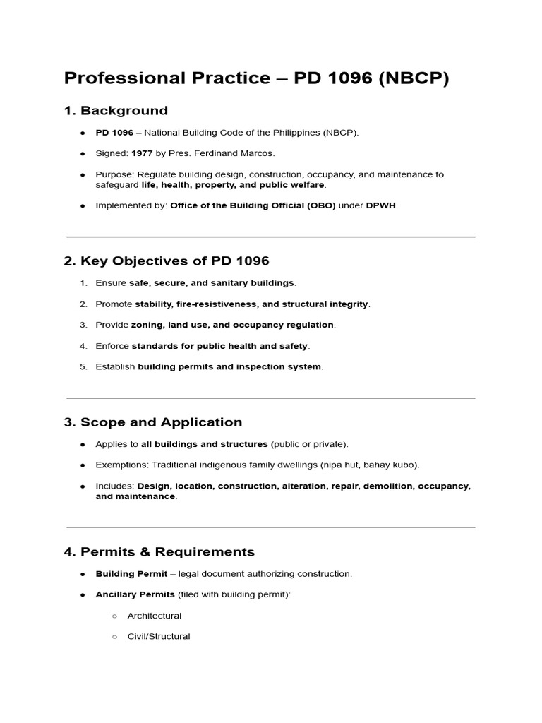 Professional Practice - PD 1096 (NBCP) | PDF | Fire Safety | Architect
