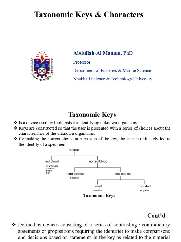Lec-2 Taxonomic Keys & Characters | PDF | Taxonomy (Biology) | Species