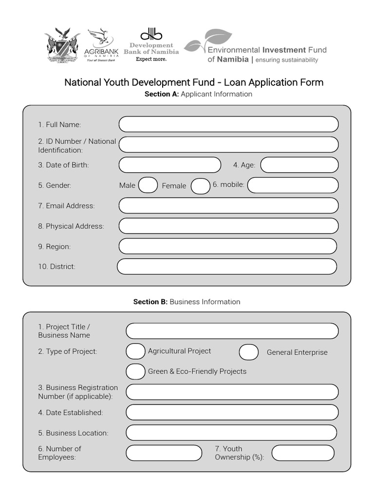 National Youth Development Fund Loan Application | PDF