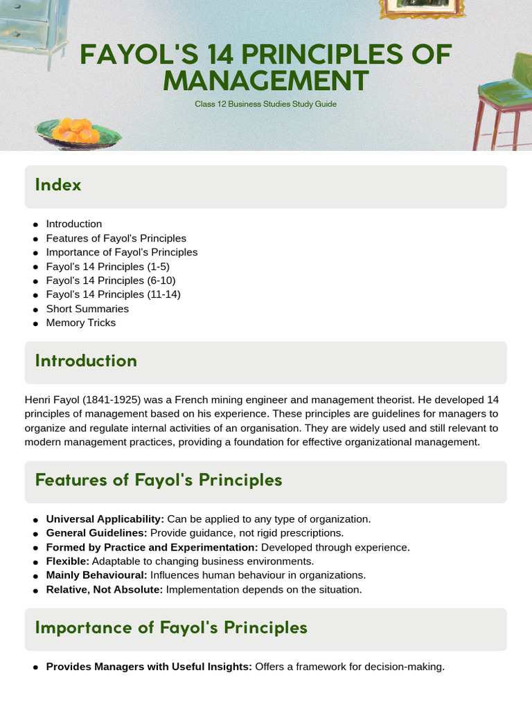 Fayol's 14 Principles of Management Guide | PDF | Business | Social ...
