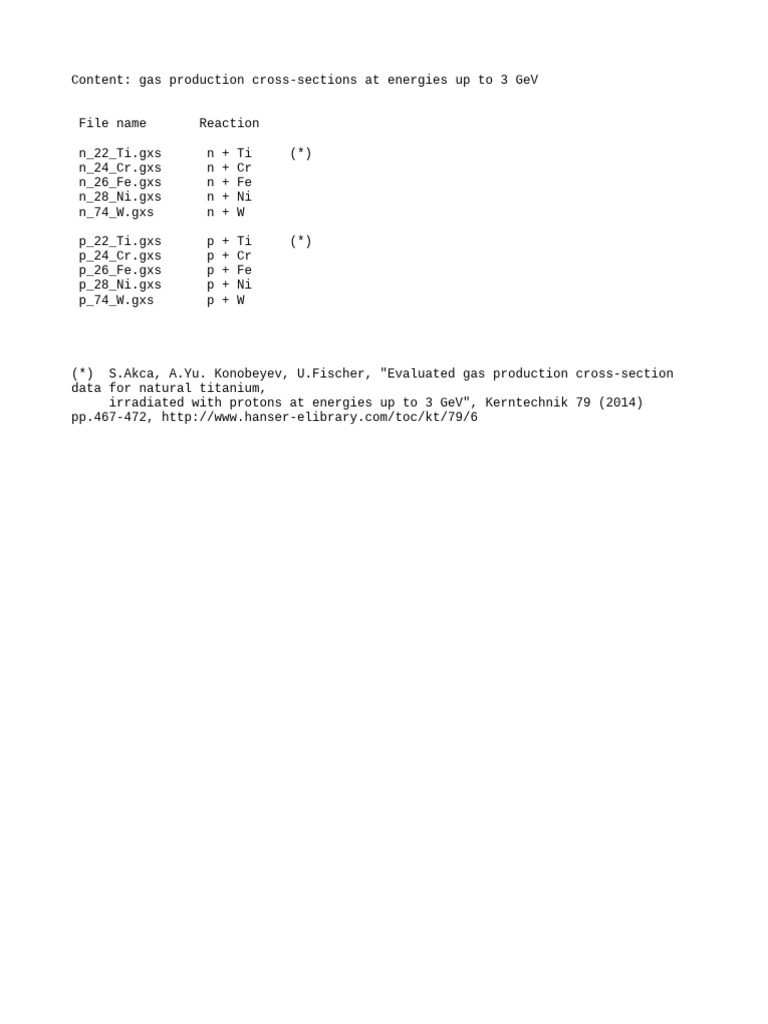 Gas Production Cross-Sections Data | PDF
