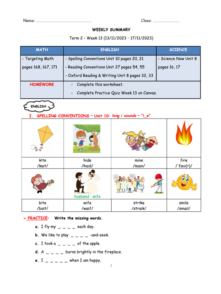 English Weekly Summary W13-Phonics | PDF