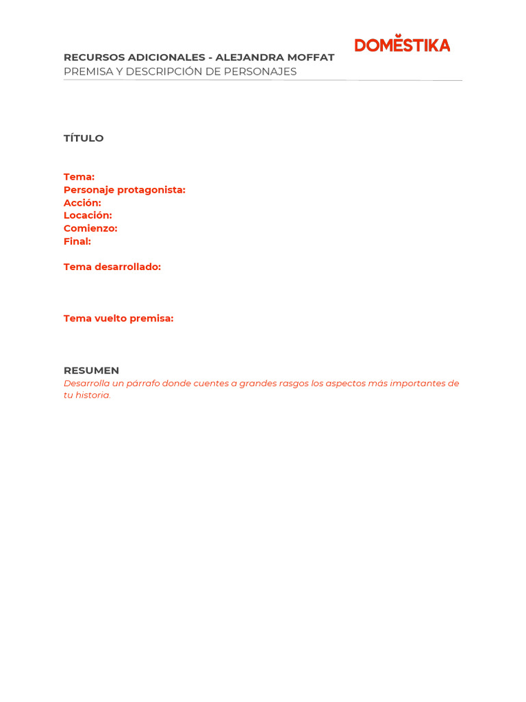 Premisa y Descripción (Plantilla) | PDF