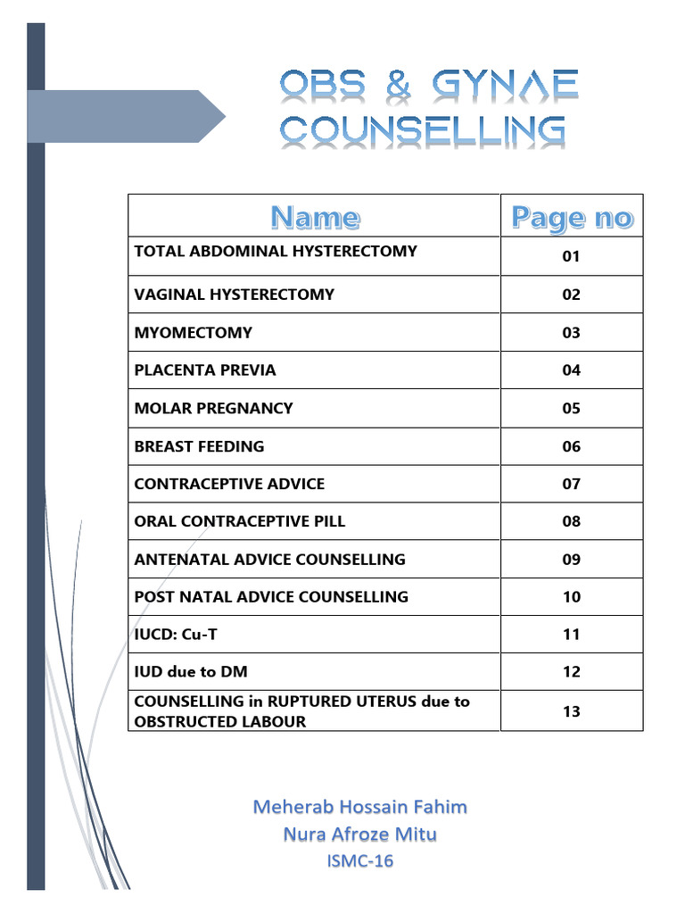 Gynae & OBS Counselling (1) | PDF