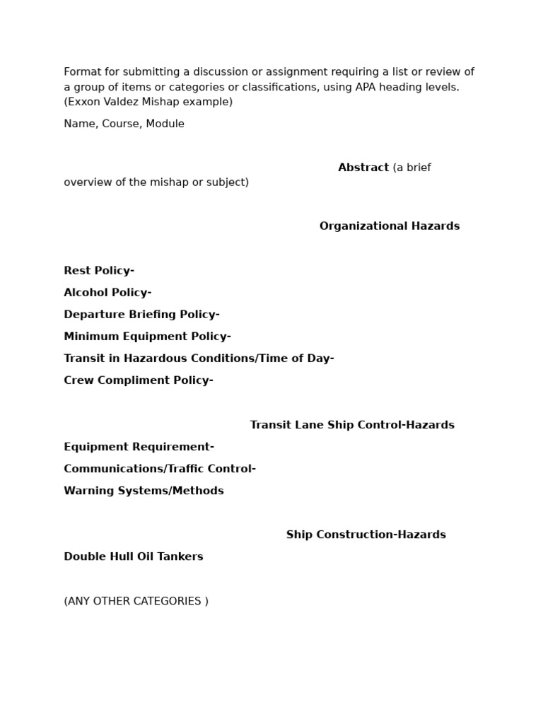 APA Format For Assignments Requiring A List | PDF